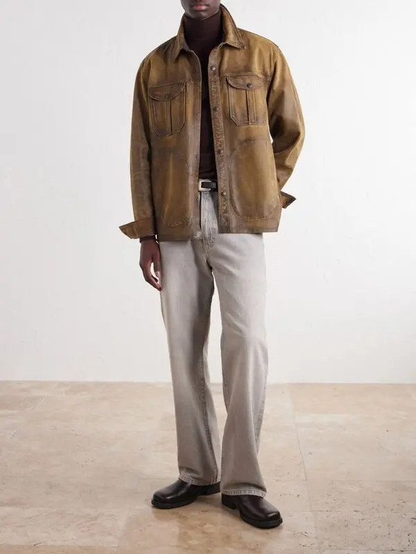 Ralph Lauren Distressed Leather Shirt Jacket