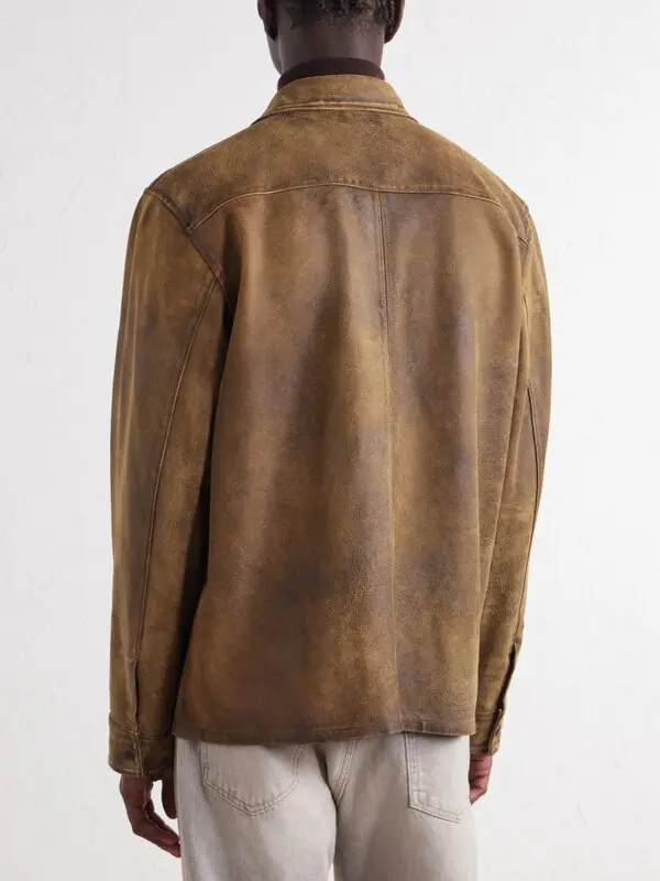 Ralph Lauren Distressed Leather Shirt Jacket