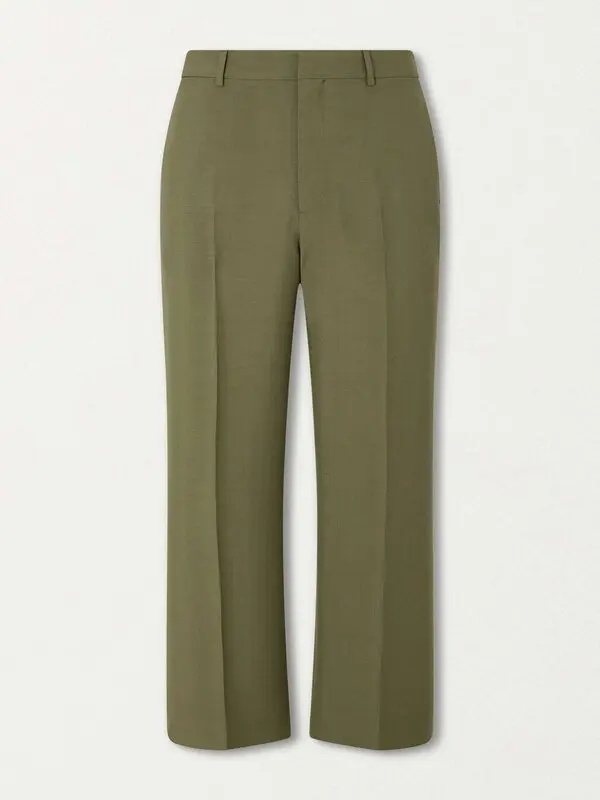 Celine Ethan Straight-leg Mohair And Wool-blend Hopsack Trousers - Green