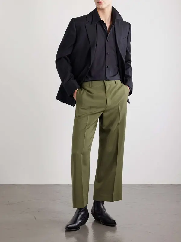 Celine Ethan Straight-leg Mohair And Wool-blend Hopsack Trousers