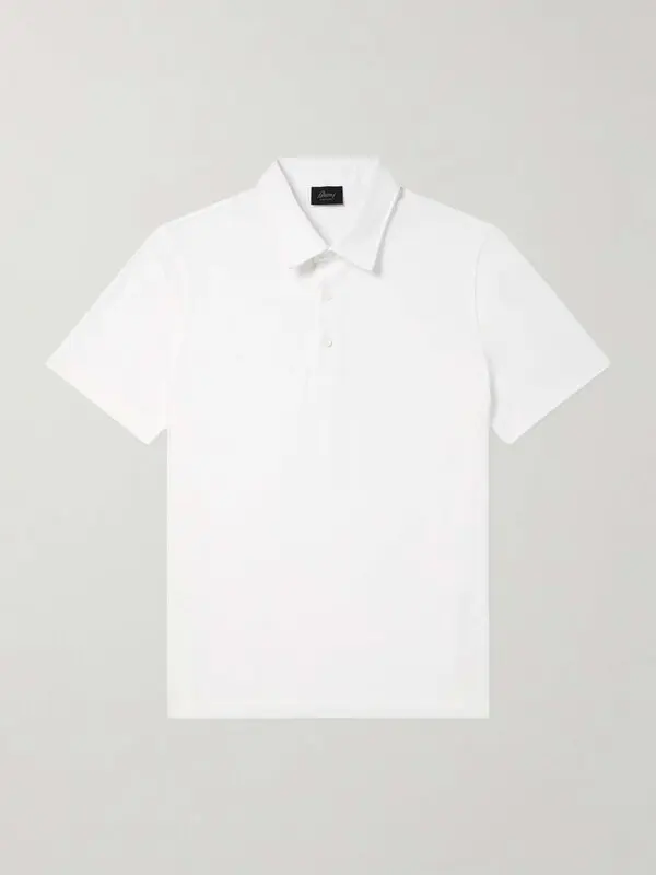Brioni Cotton-piqué Polo Shirt - White