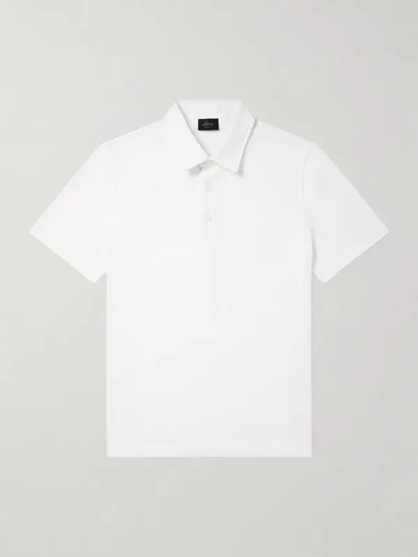 Brioni Cotton-piqué Polo Shirt - White