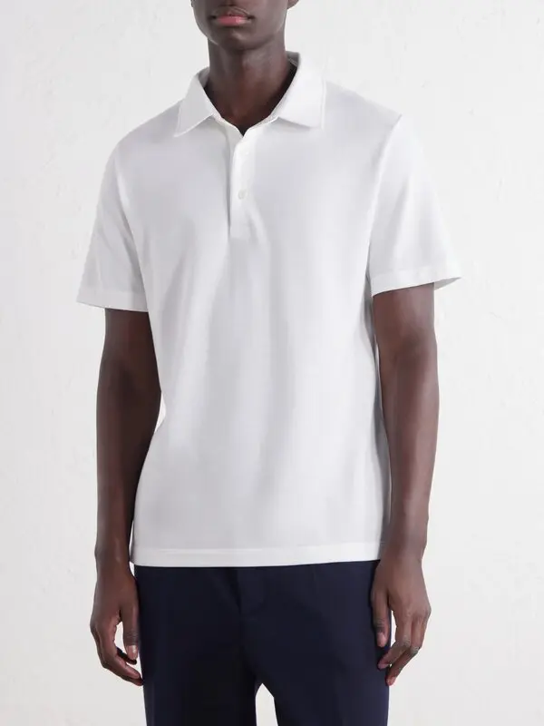 Brioni Cotton-piqué Polo Shirt - White
