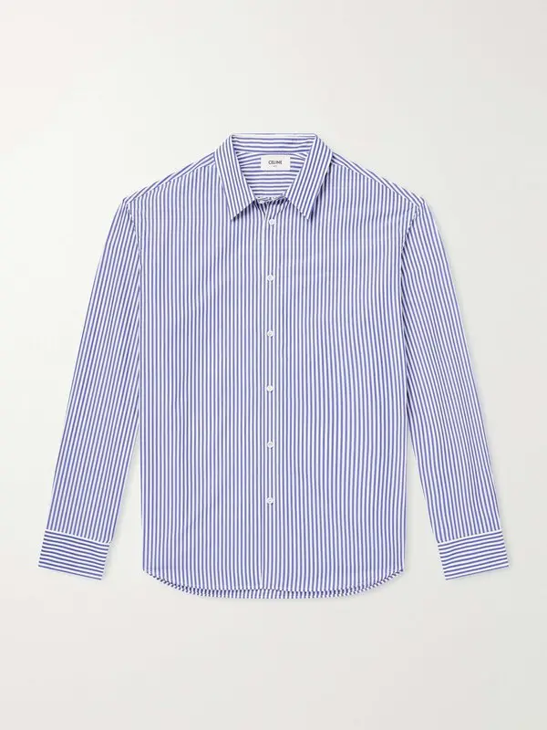 Celine Striped Cotton-poplin Shirt - Blue