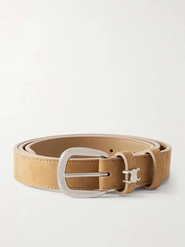 Celine 2.5cm Triomphe-embellished Nubuck Belt