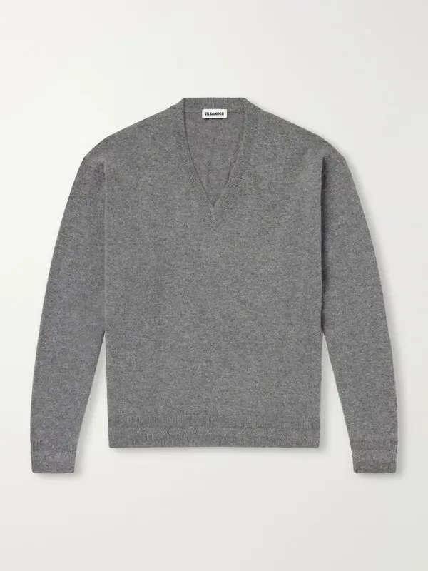 JIL SANDER Cashmere V-neck Sweater - Gray