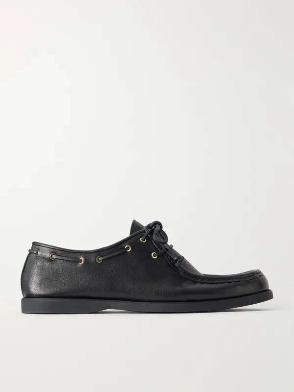 Celine Derby 05 Textured-leather Boat Shoes - Black