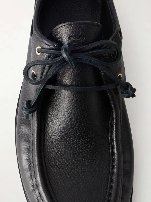 Celine Derby 05 Textured-leather Boat Shoes