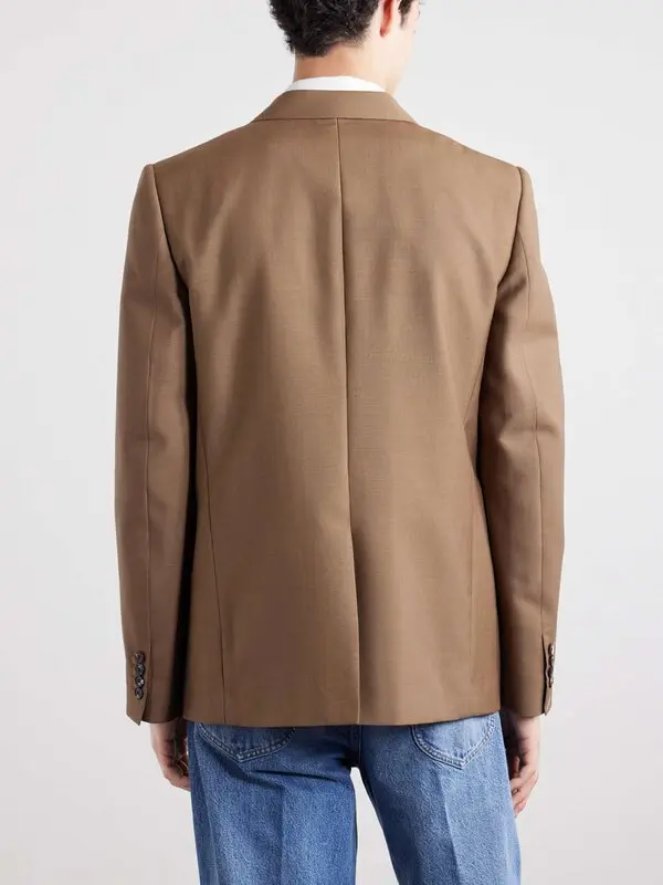 Celine Double-breasted Mohair And Wool-blend Hopsack Blazer