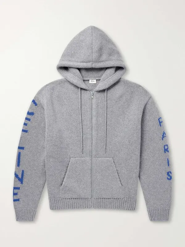 Celine Wool Zip-up Hooded Cardigan - Gray