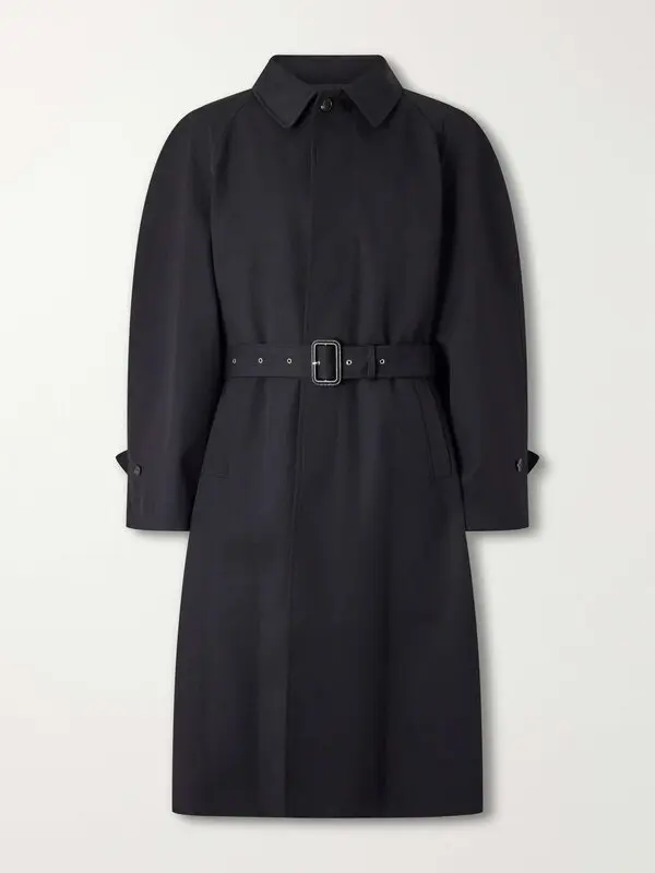 Celine Belted Wool-gabardine Trench Coat - Black