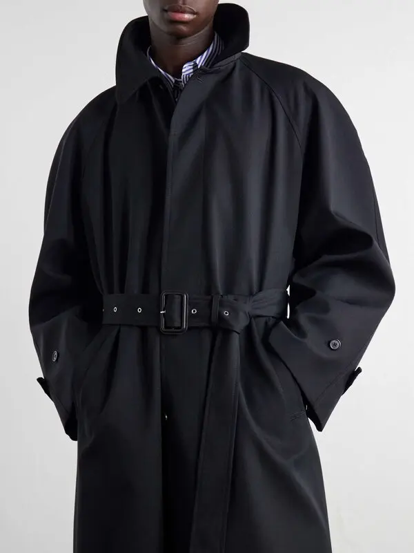 Celine Belted Wool-gabardine Trench Coat