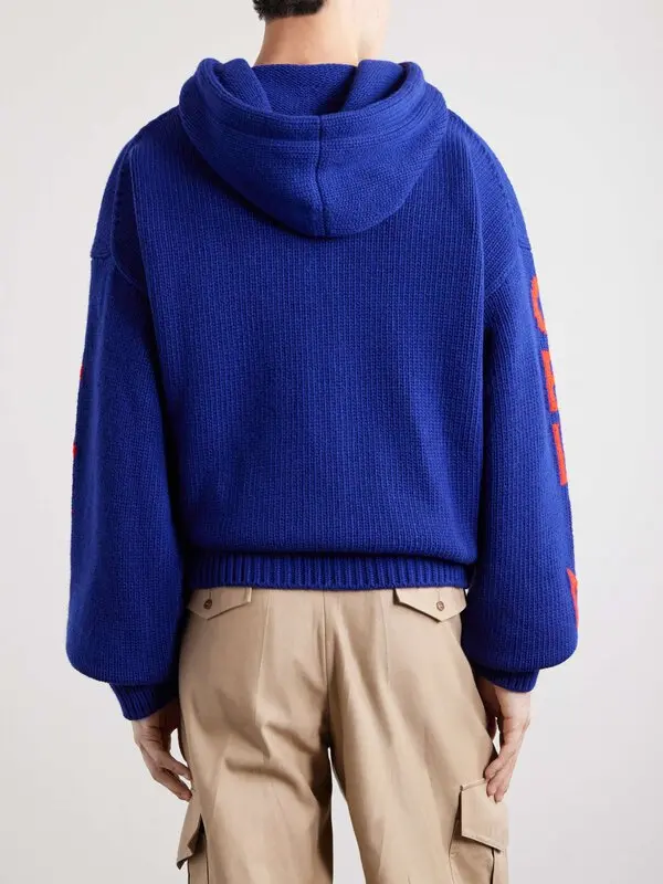 Celine Knitted Wool Hooded Zip-up Cardigan