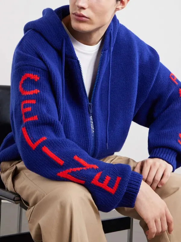Celine Knitted Wool Hooded Zip-up Cardigan