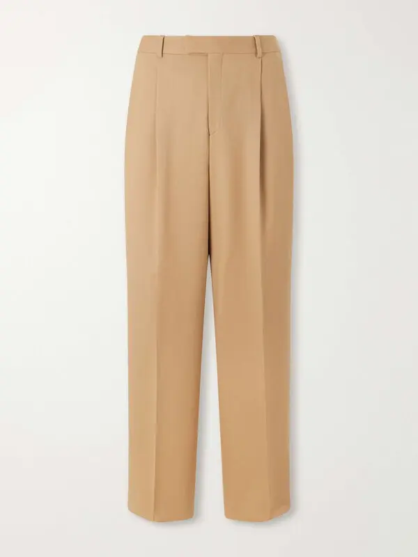 Celine Jazz Straight-leg Stretch Wool-gabardine Trousers - Beige