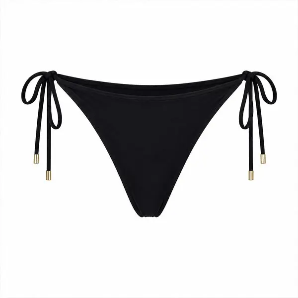PLIVATI Stevie String Tie-up Bikini Bottoms - Black