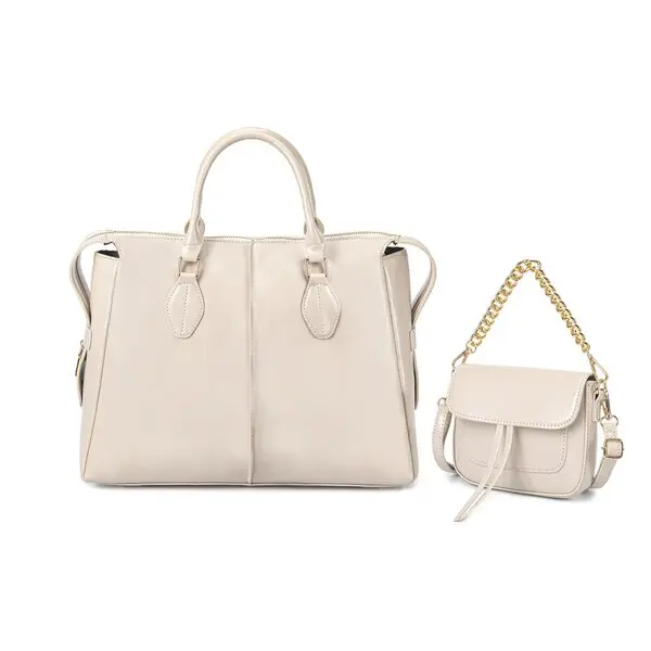 MKF COLLECTION - J'OMOR Neutrals Yareli Tote Bag With Mini Bag- Two-piece Set