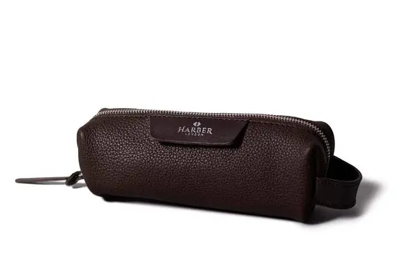 HARBER LONDON Neutrals Leather Pencil Case Caoba - Black