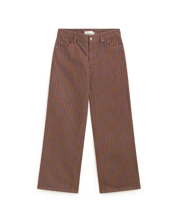 THINKING MU Striped Natural Dyes Kettan Low-rise Trousers - Brown