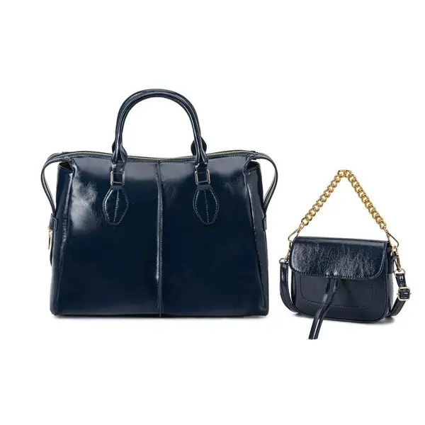 MKF COLLECTION - J'OMOR Yareli Tote Bag With Mini Bag- Two-piece Set Navy