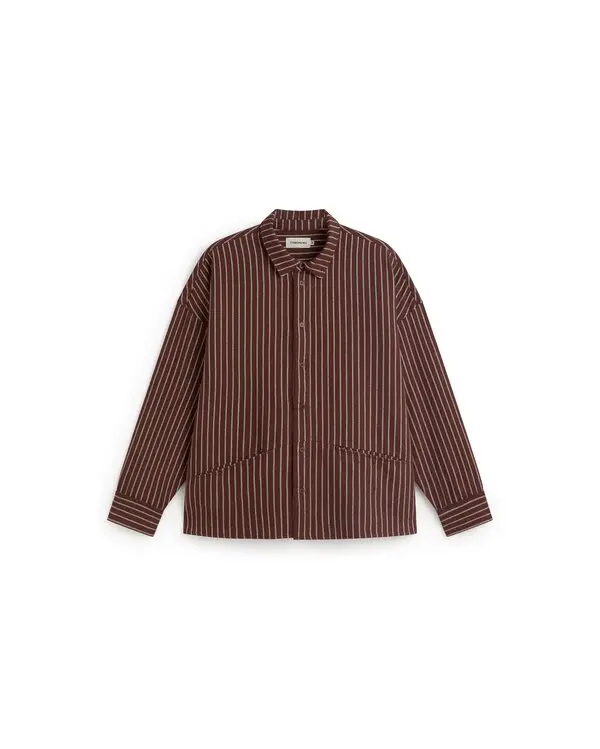 THINKING MU Jim O-hara Striped Shirt - Brown