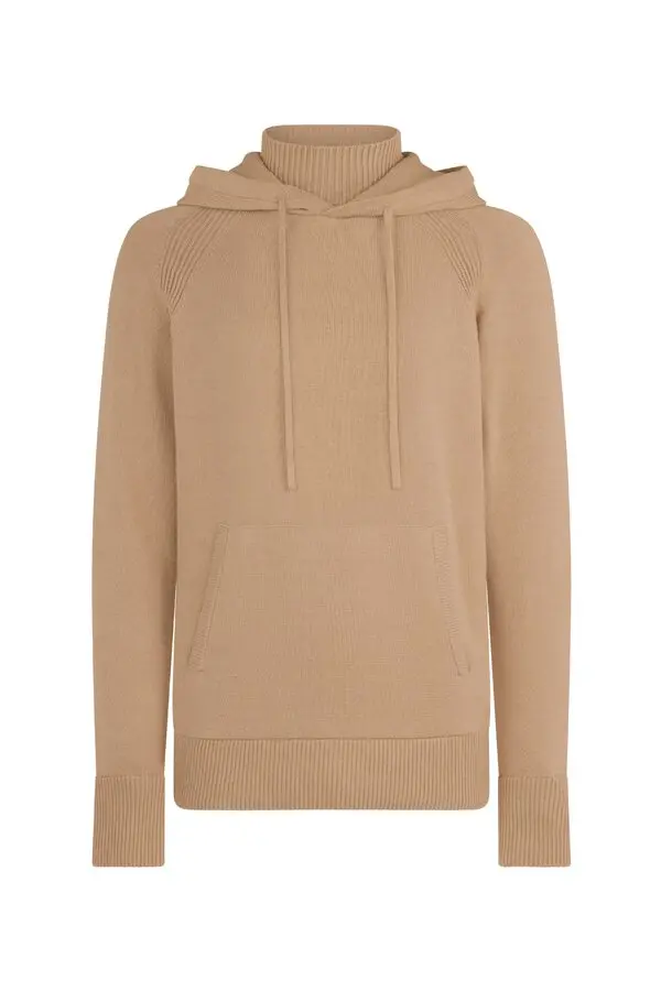 LA GRANNI Knitted Rollneck Hoodie Beige - Brown