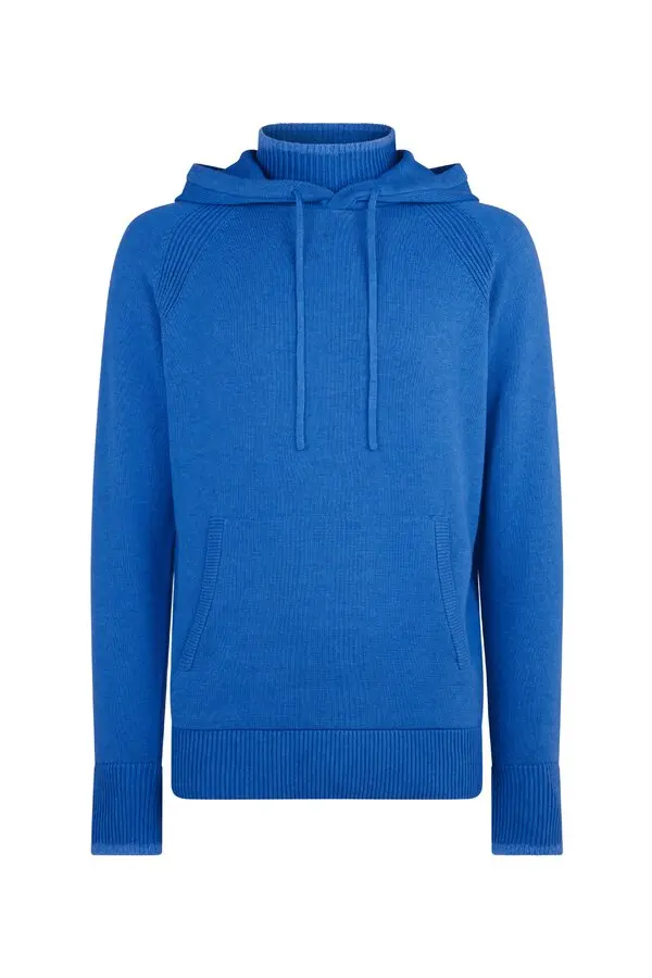 LA GRANNI Knitted Roll Neck Hoodie Light - Blue