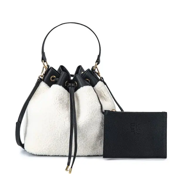 MKF COLLECTION - J'OMOR Saryn Faux Fur Bucket Bag & Set - Black