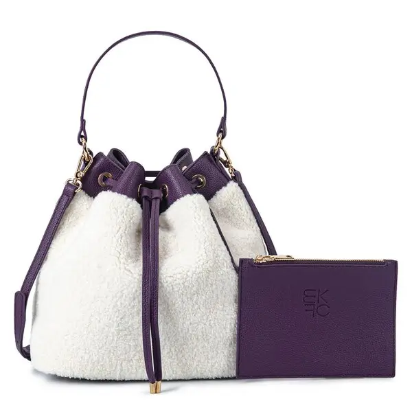 MKF COLLECTION - J'OMOR Saryn Faux Fur Bucket Bag & Set Indigo - Purple