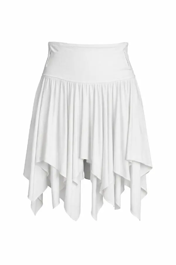 CONQUISTA Flowing Handkerchief Hem Mini Skirt - White