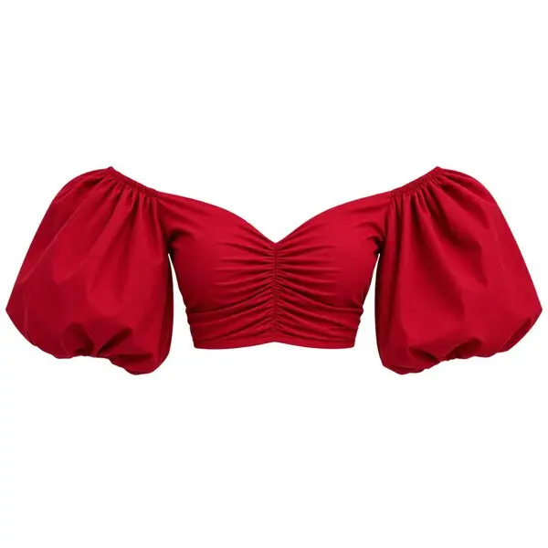 OFUURE Skye Puffy Sleeve Crop Top - Red