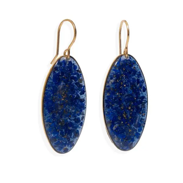 KATE KOEL Blue / Gold Royal Blue Lapis Oval Earrings - Blue/gold
