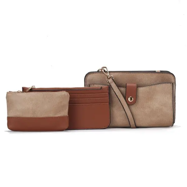 MKF COLLECTION - J'OMOR Crossbody Bag And Card Holder Set - Black/yellow