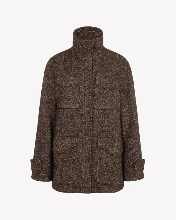 Serena Bute Tweed Funnel Neck Coat