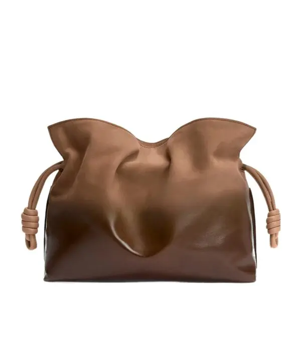 Loewe Medium Flamenco Clutch Bag - Mocha