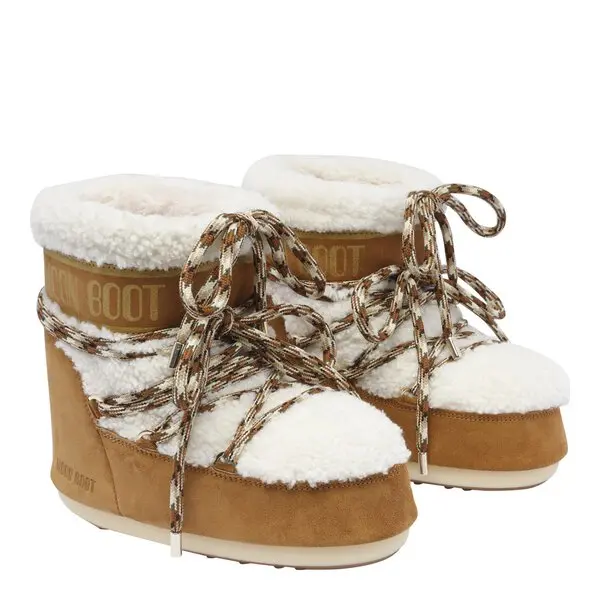 Moon Boot Logo Printed Shearling Lace-up Ankle Boots