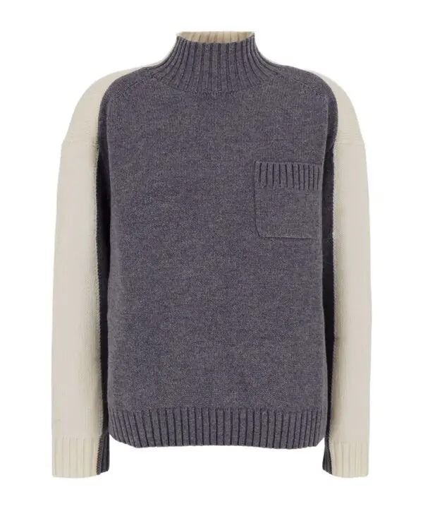 SEMICOUTURE Winnie Patch Pocket Knitted Jumper - Gray