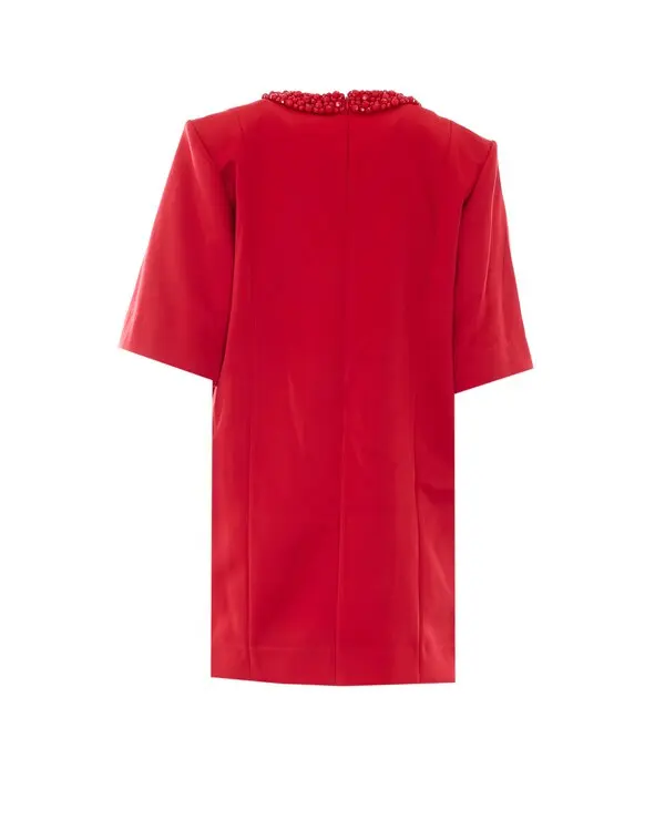 Essentiel Antwerp Beaded Neckline Short Sleeve Mini Dress