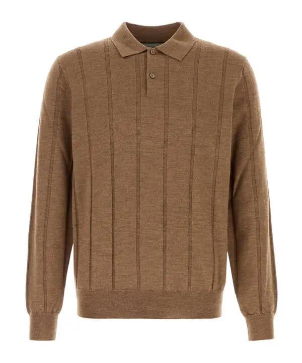 Canali Long-sleeve Polo-collar Sweater - Brown