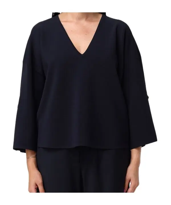 Max Mara Button-detail V-neck Top - Blue
