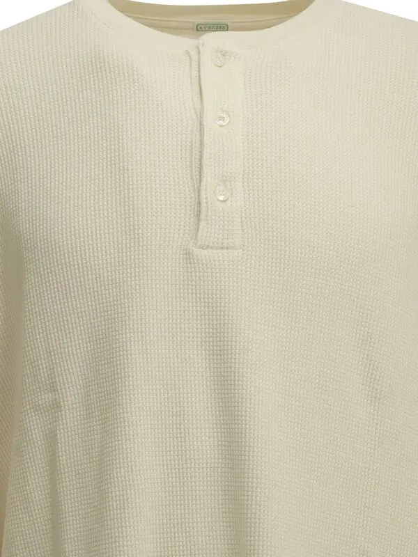 A.PRESSE Honeycomb Henley Long Sleeve T-shirt