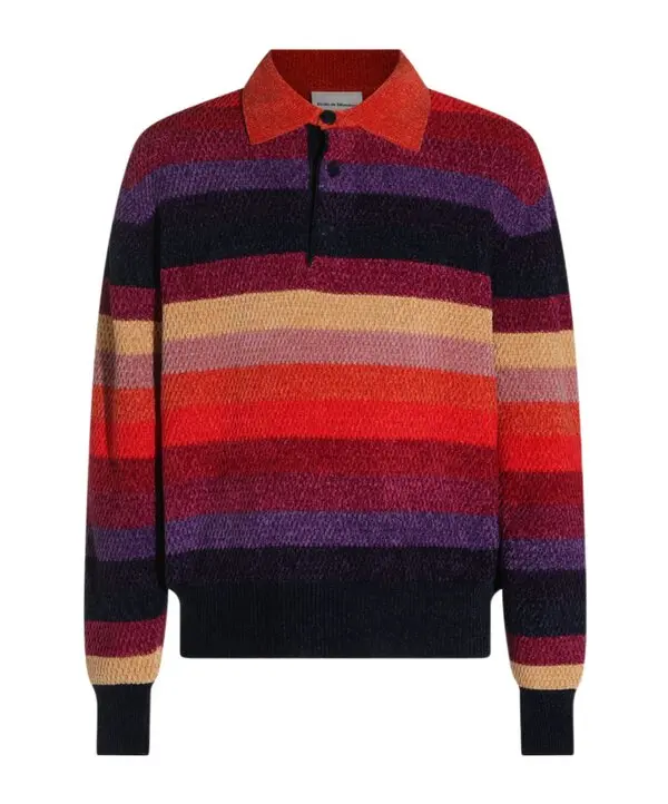 Drole De Monsieur Long-sleeve Knitted Polo Shirt - Multicolor