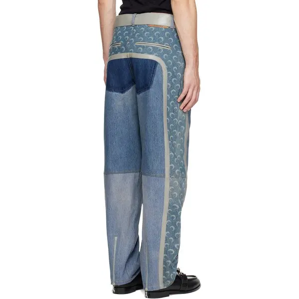 MARINE SERRE Belted Baggy Jeans
