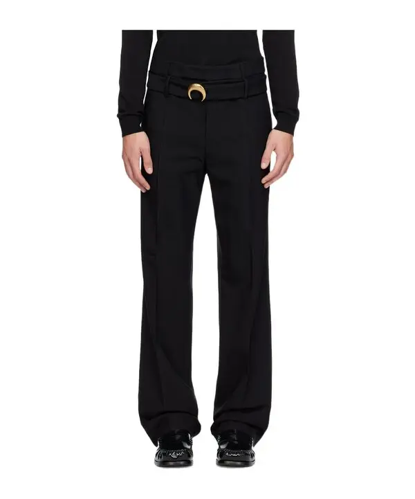 MARINE SERRE Tailored Wool Flare Pants - Black