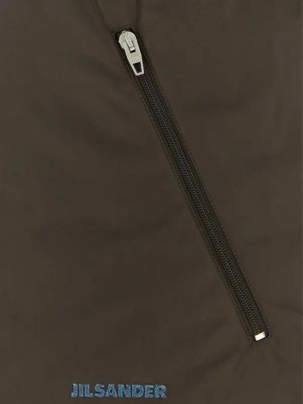 JIL SANDER Stand Collar Down Vest - Brown