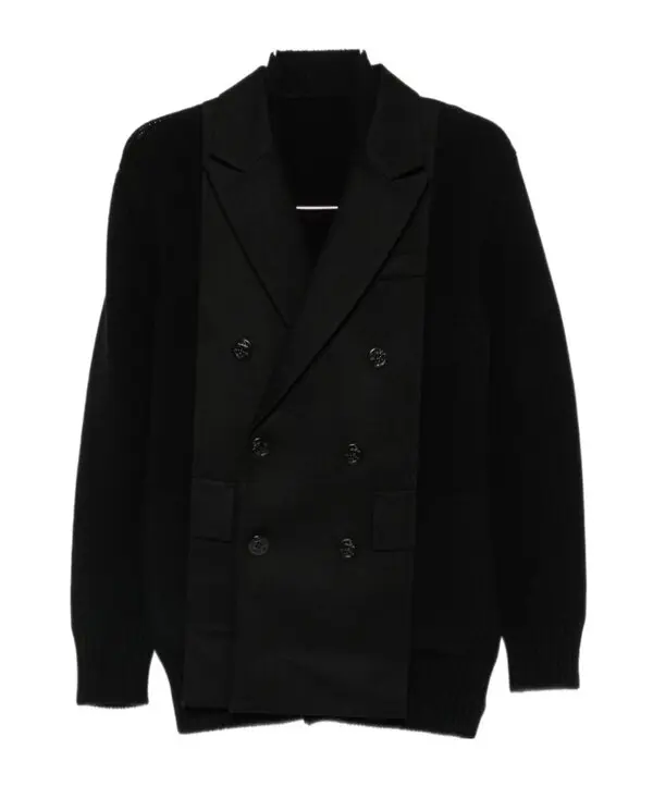 Sacai Double-breasted Layered Cardigan - Black
