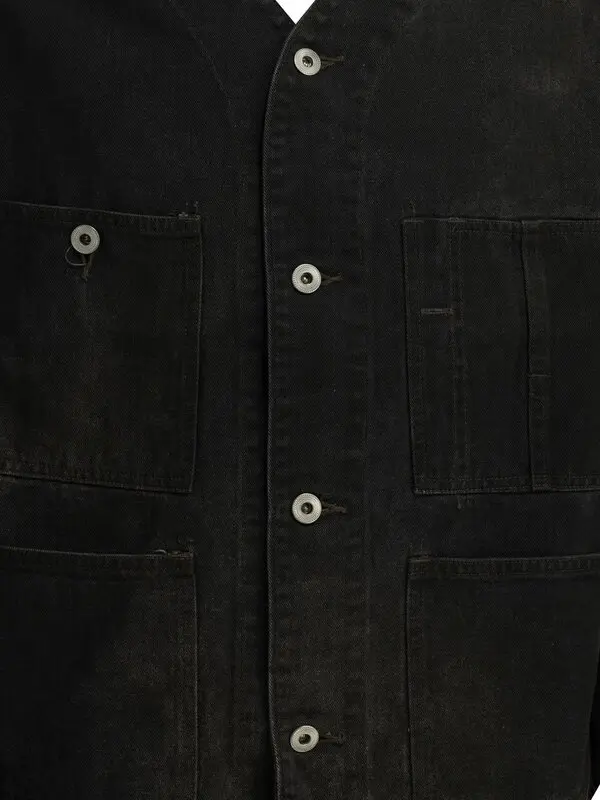 A.PRESSE Engineer Collarless Multi-pocket Denim Jacket