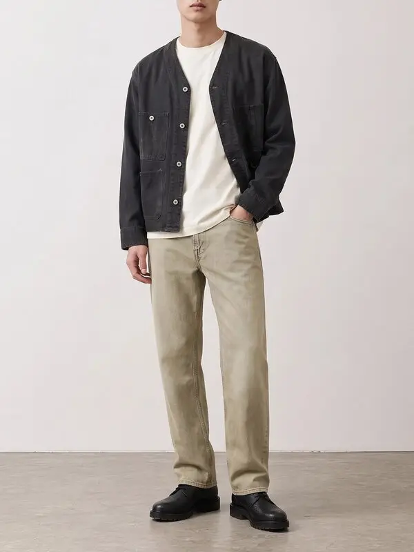 A.PRESSE Engineer Collarless Multi-pocket Denim Jacket