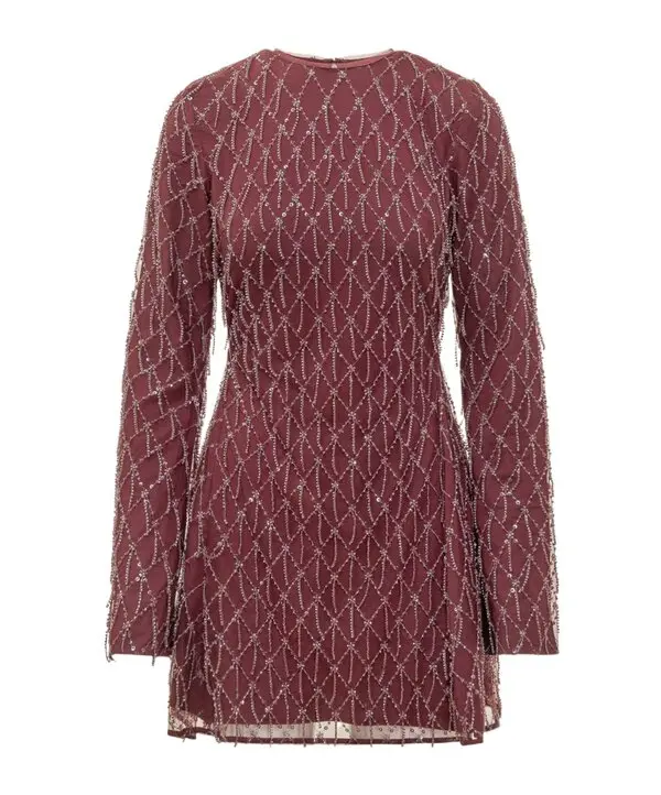 ROTATE BY BIRGER CHRISTENSEN Sequins Mini Flared Dress - Red