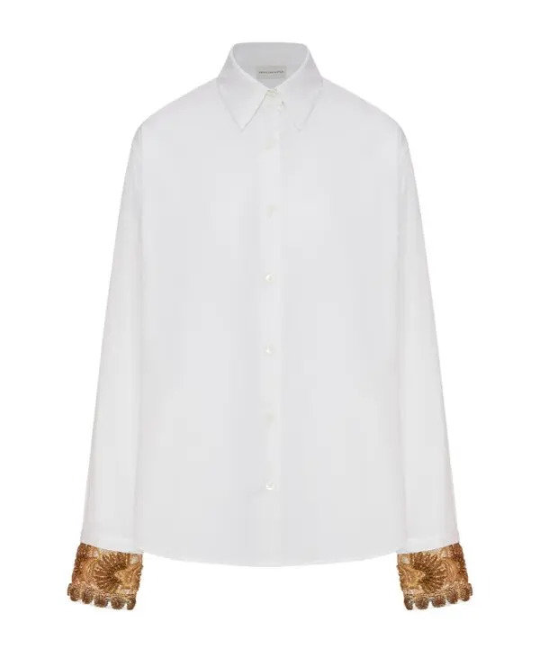 Dries Van Noten Embroidered Cotton Poplin Shirt - White
